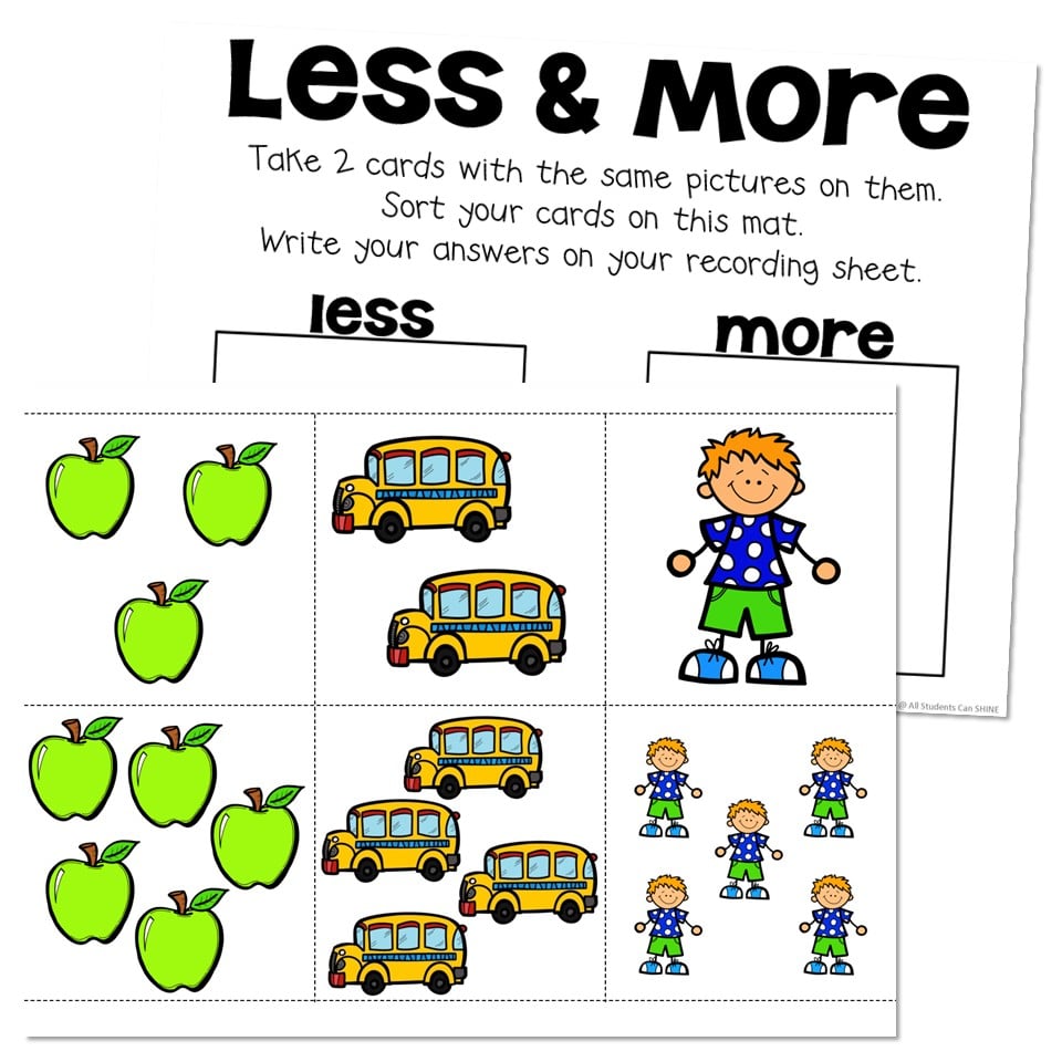 Nothing but Numbers Math Centers - Less and More - Lucky Little Learners