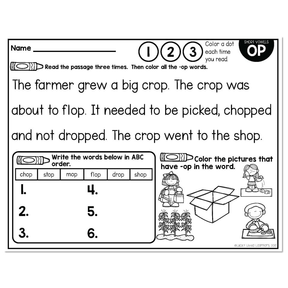 OP - Short Vowel Phonics Mats 1st Grade - Lucky Little Learners