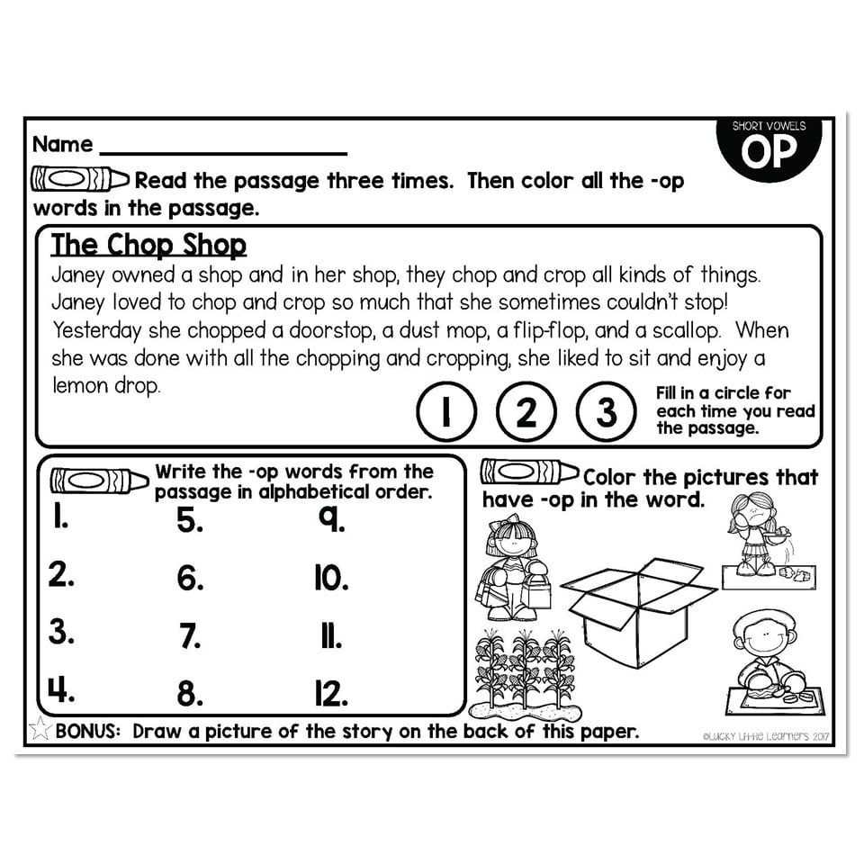 OP - Short Vowels Phonics Mats 2nd Grade - Lucky Little Learners
