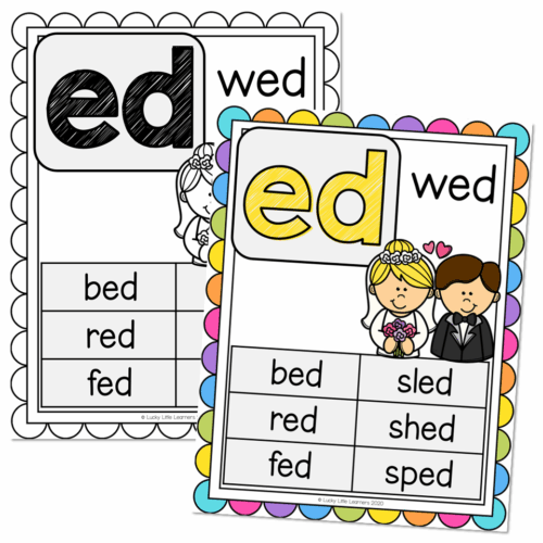Phonics Posters -Short Vowels Posters - ed - Lucky Little Learners