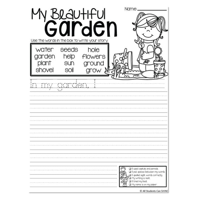 Plants Unit - Writing Activities - Writing Prompt with Word Bank ...