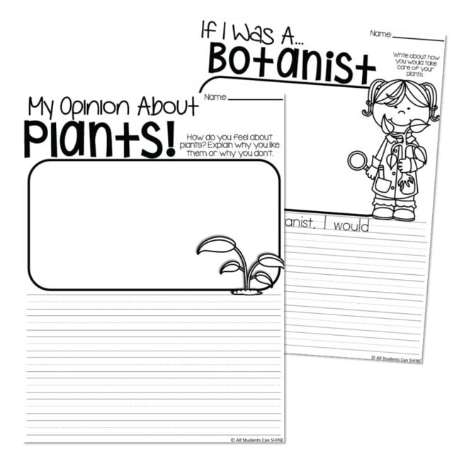Plants Unit - Writing Activities - Writing Prompts - Lucky Little Learners