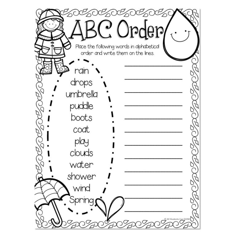 Raining Cats and Dogs Craftivity - ABC Order - Lucky Little Learners