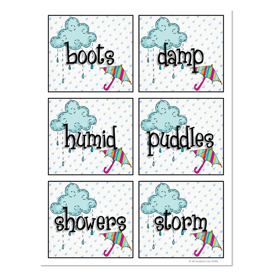 Raining Cats and Dogs Craftivity - Word Cards - Lucky Little Learners