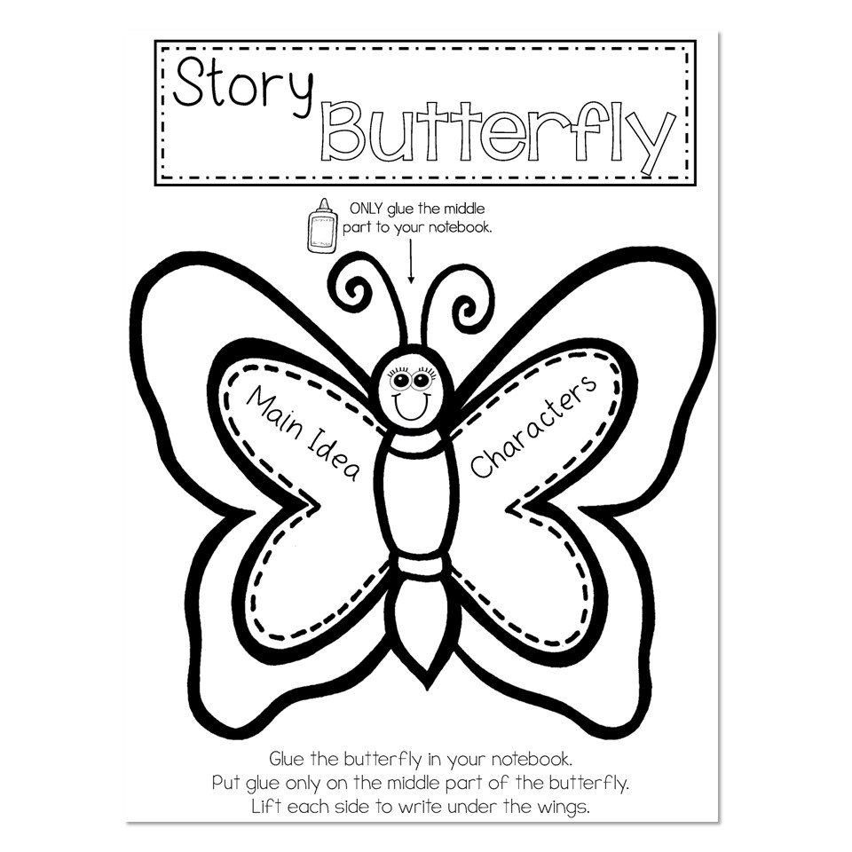 Reading Interactive Notebook - Story Butterfly - Lucky Little Learners
