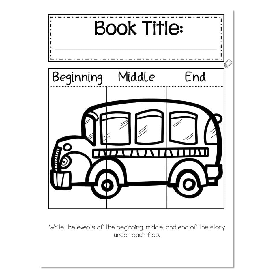 Reading Interactive Notebook - Story Sequencing Bus - Lucky Little Learners