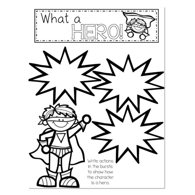 Reading Interactive Notebook - What a Hero - Lucky Little Learners