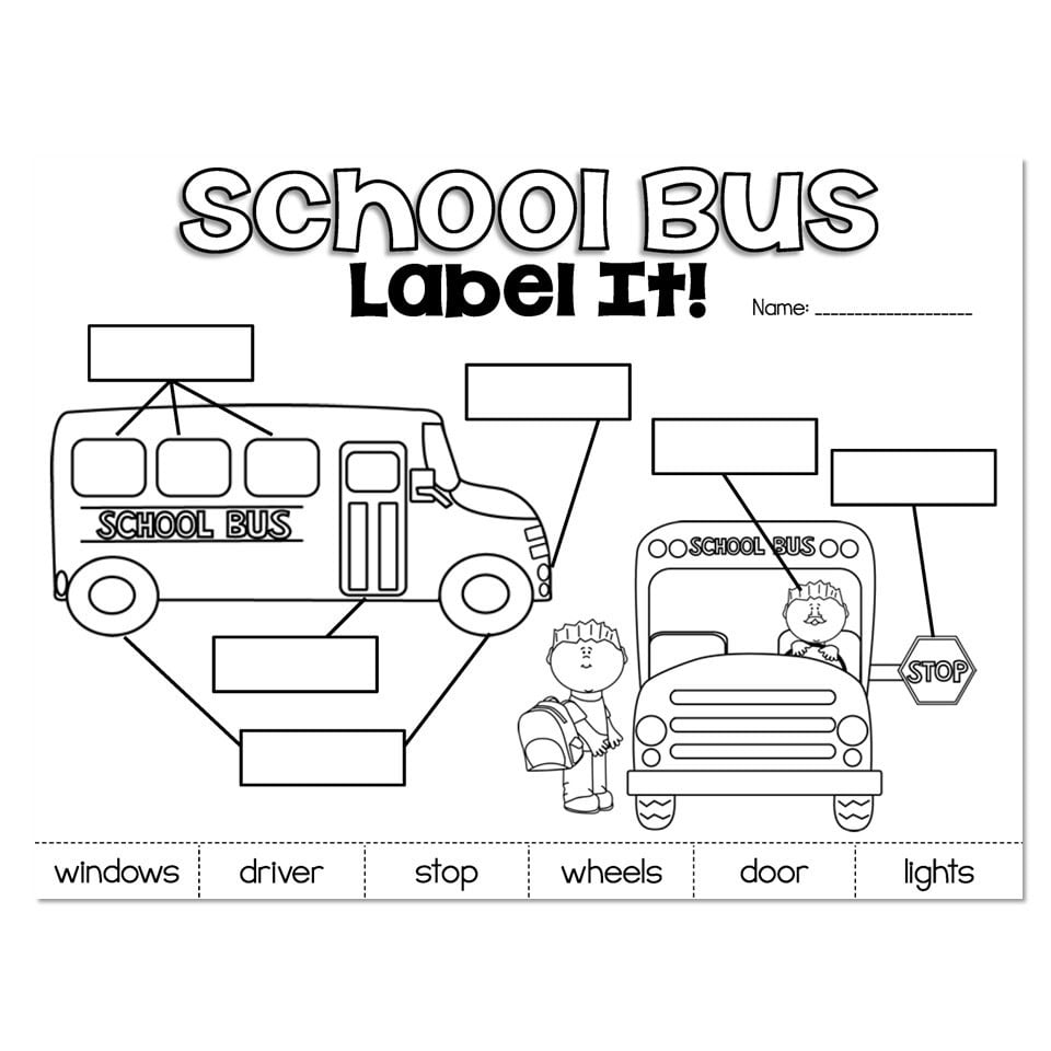 School Bus Safety - Label the Bus - Lucky Little Learners