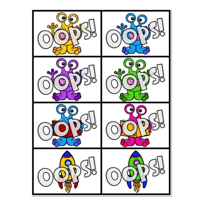 Sight Word Oops Game - Oops Cards - Aliens - Lucky Little Learners