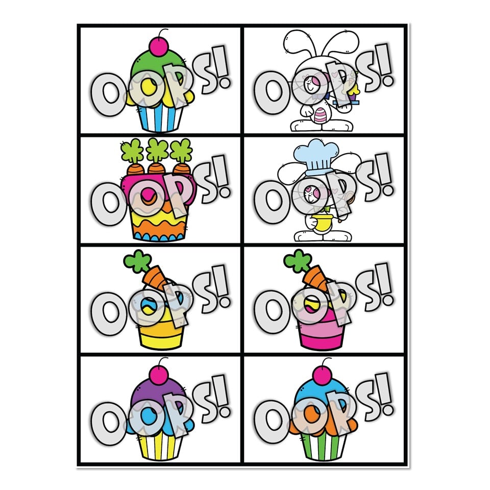 Sight Word Oops Game - Oops Cards - Baker Bunny - Lucky Little Learners