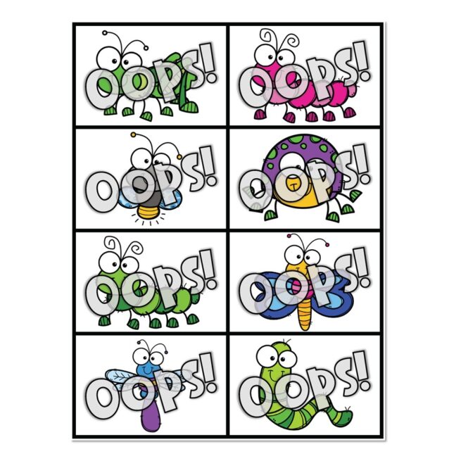 Sight Word Oops Game - Oops Cards - Bugs - Lucky Little Learners