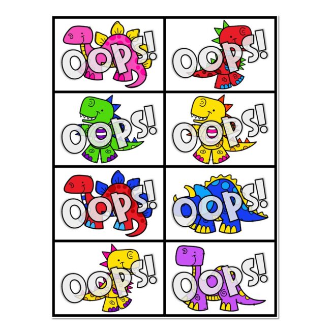 Sight Word Oops Game - Oops Cards - Dinosaurs - Lucky Little Learners