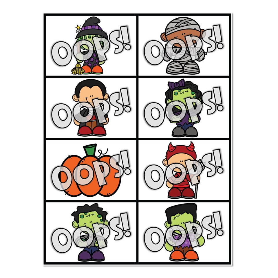 Sight Word Oops Game - Oops Cards - Halloween - Lucky Little Learners