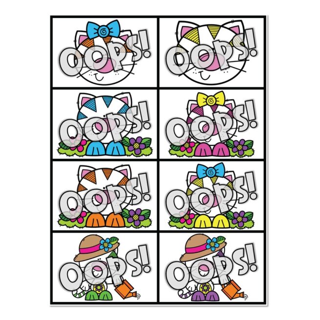 Sight Word Oops Game - Oops Cards - Kitty - Lucky Little Learners