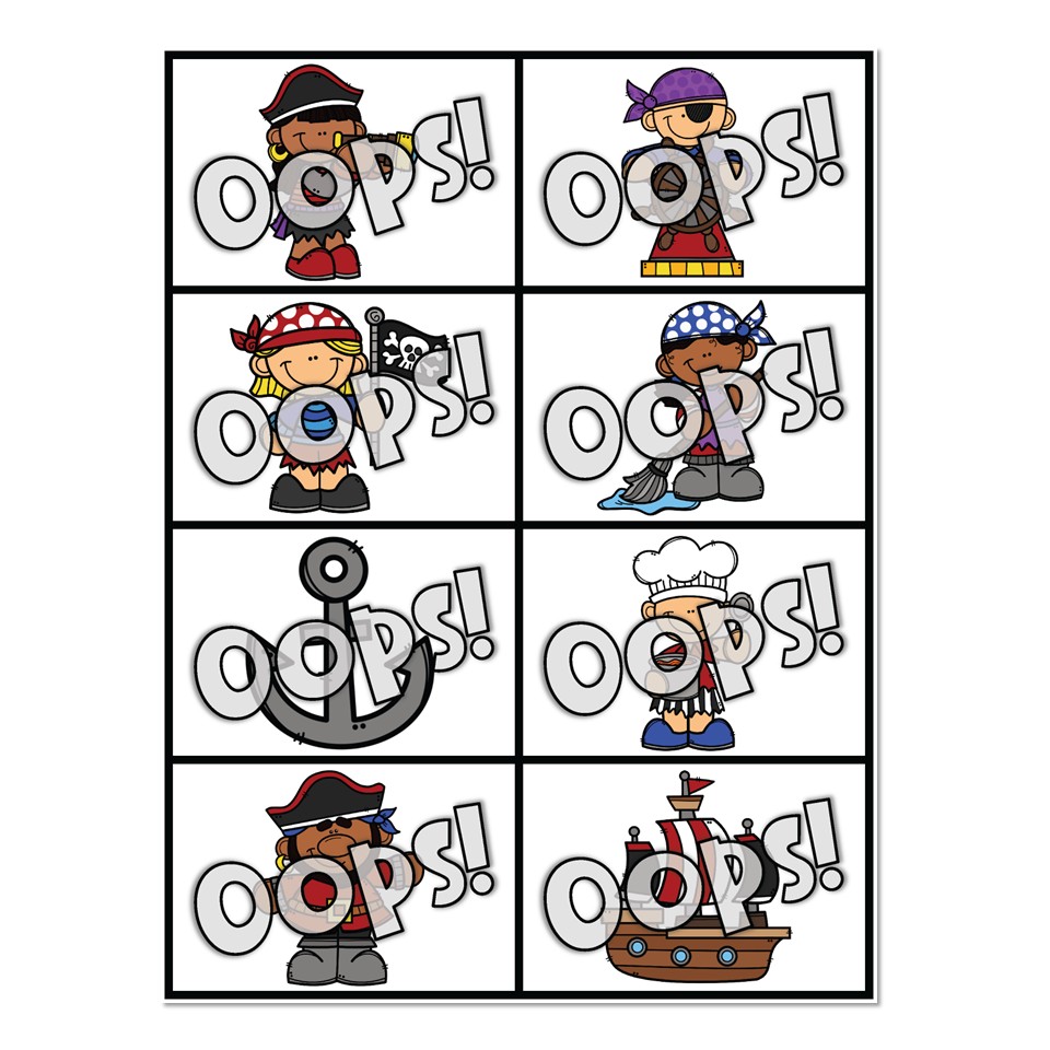 Sight Word Oops Game - Oops Cards - Pirates - Lucky Little Learners