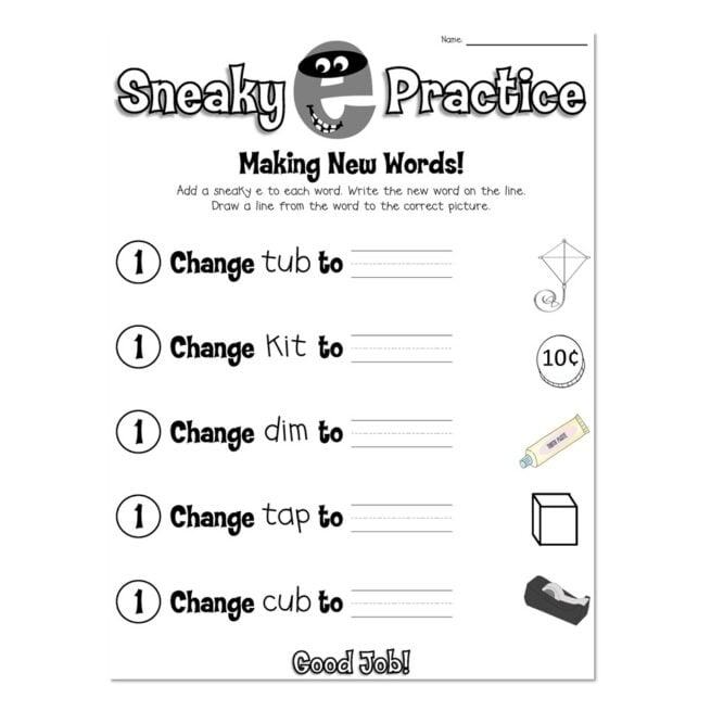 Sneaky E - Making New Words - Lucky Little Learners