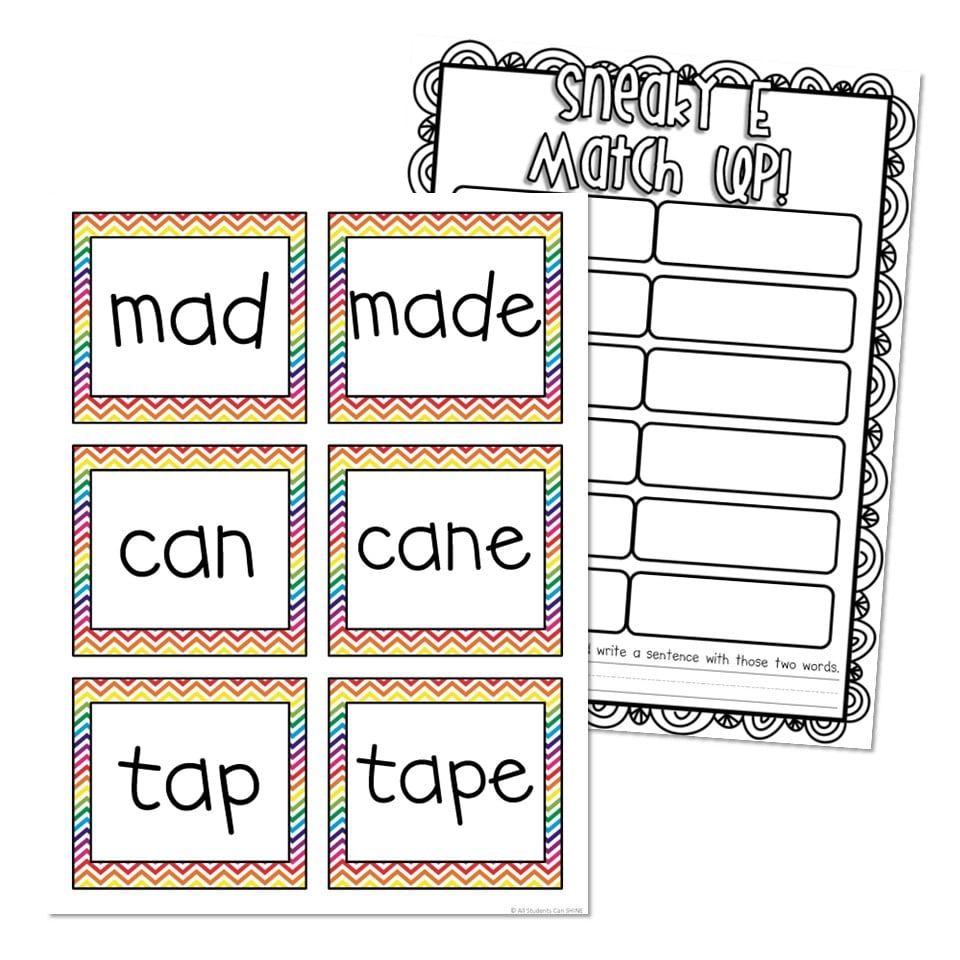 Sneaky E - Matching Game - Lucky Little Learners