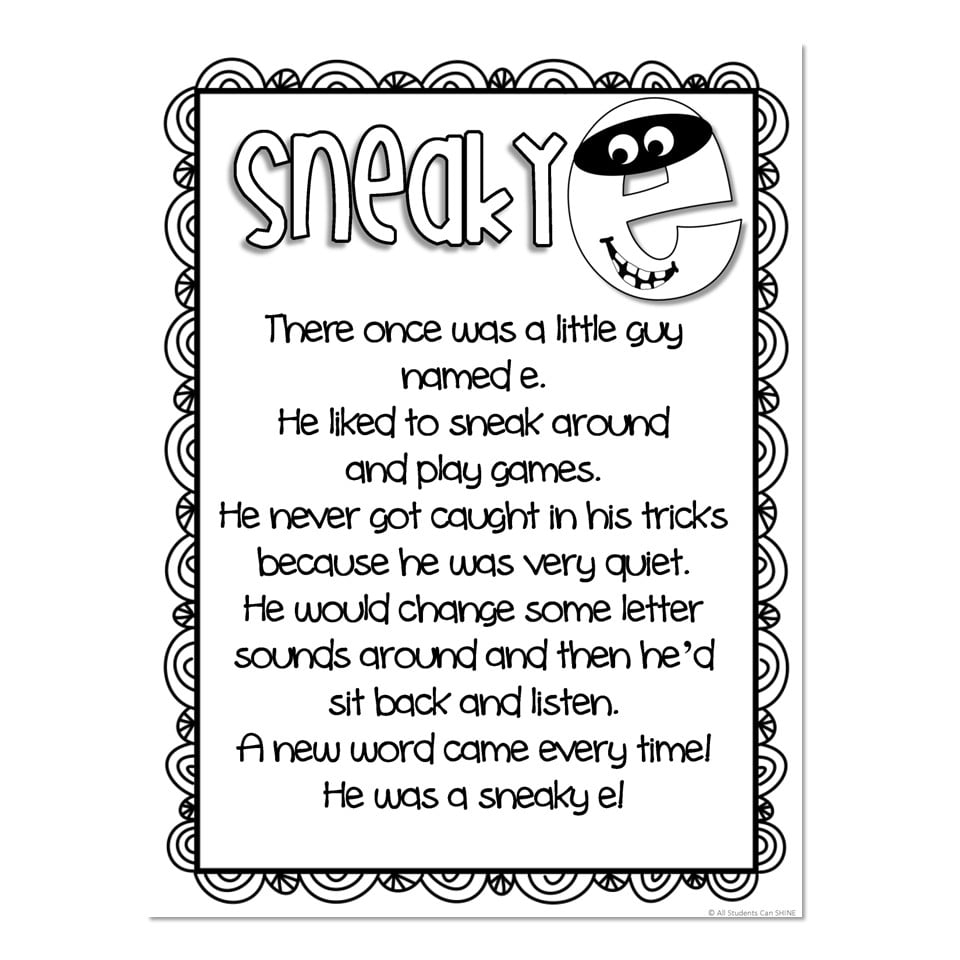 Sneaky E - Original Story Full Page - Lucky Little Learners
