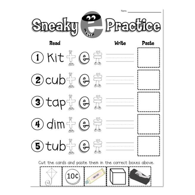 Sneaky E - Read Write Paste - Lucky Little Learners