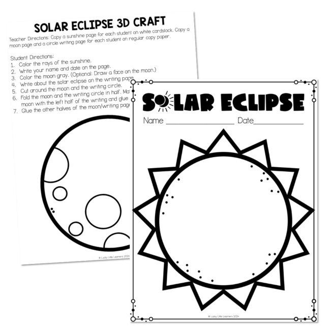 Solar Eclipse - 3D Writing and Craft - Lucky Little Learners