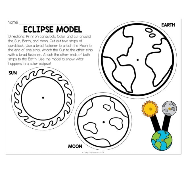 Solar Eclipse - Earth Sun Moon Craft - Eclipse Model - Lucky Little ...