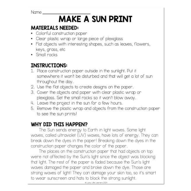 Solar Eclipse - Make a Sun Print Activity - Lucky Little Learners