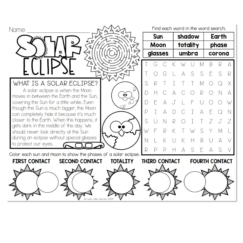 Solar Eclipse - Placemat - Lucky Little Learners