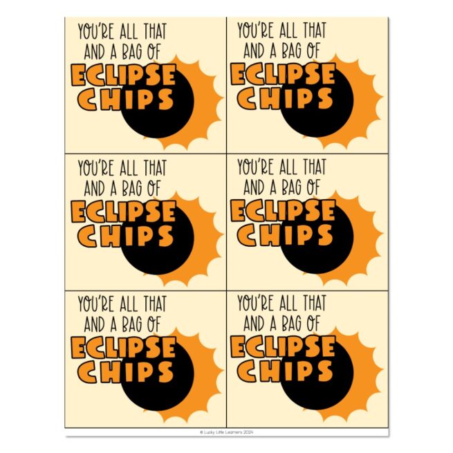 Solar Eclipse - Snack Tag for Sun Chips - Lucky Little Learners