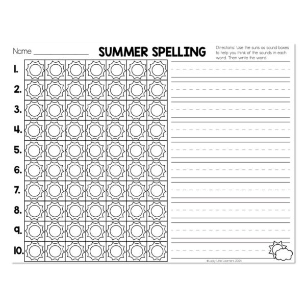 Sound Mapping Spelling - Longer Words - Summer Suns - Lucky Little Learners