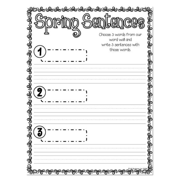 Spring Activities - Sentence Writing - Lucky Little Learners