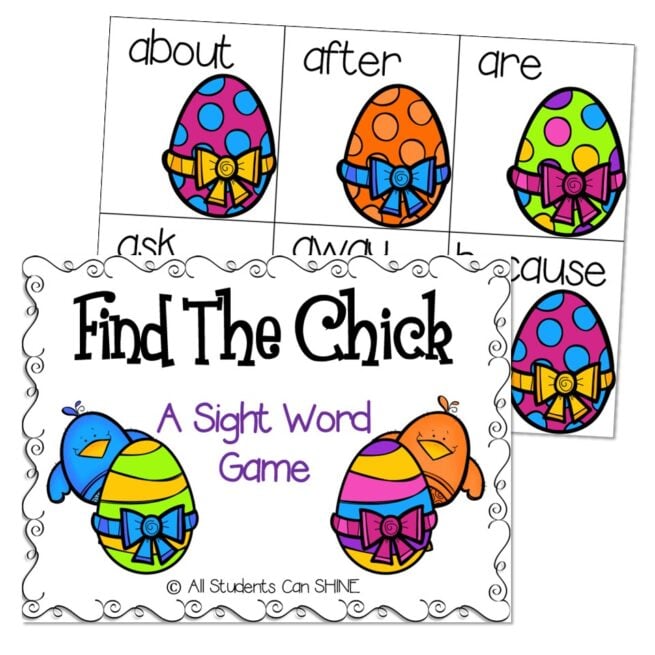 Spring Literacy Activities - Find the Chick Sight Word Game - Lucky ...