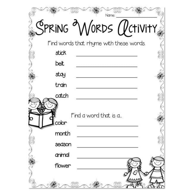 Spring Literacy Activities - Word Wall Activity - Lucky Little Learners