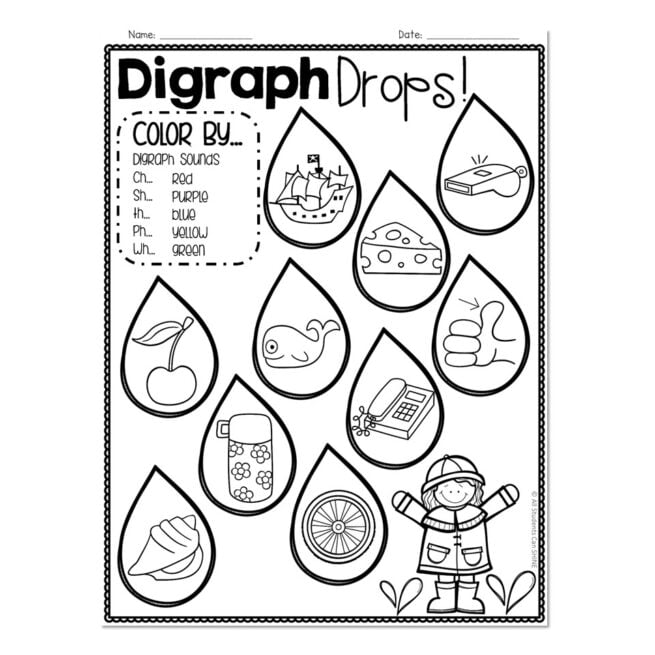 Spring Literacy Printables - Digraph Drops - Lucky Little Learners