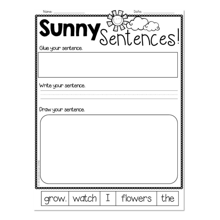Spring Literacy Printables - Sunny Sentences - Lucky Little Learners