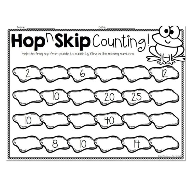 Spring Math Printables - Hop n Skip Counting - Lucky Little Learners