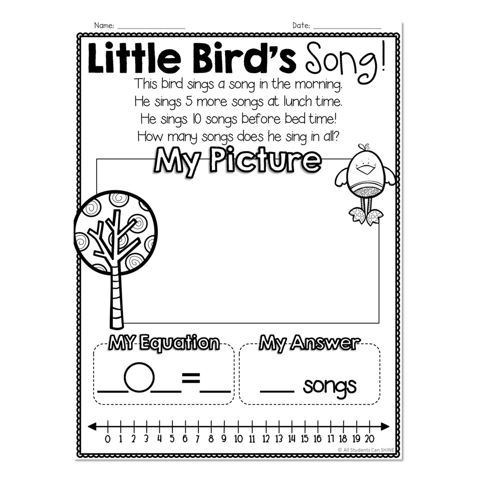 Spring Math Printables - Addition - Little Bird's Song - Lucky Little ...