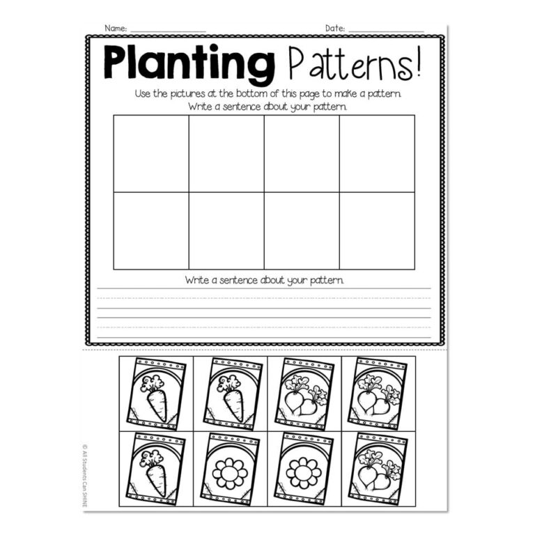 Spring Math Printables - Planting Patterns - Lucky Little Learners