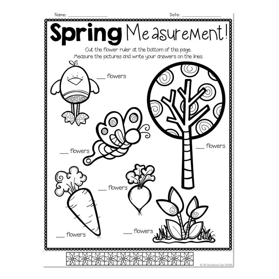 Spring Math Printables - Spring Measurement - Lucky Little Learners