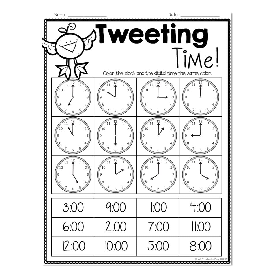 Spring Math Printables - Tweeting Time - Lucky Little Learners