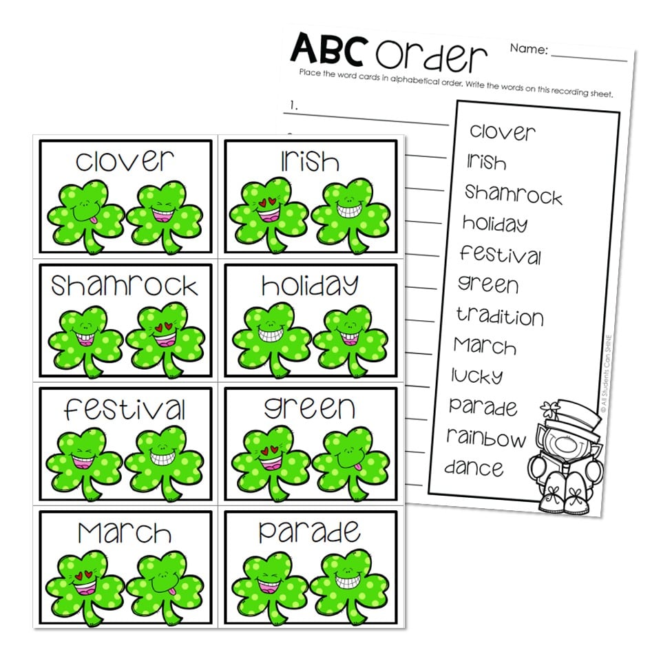 St Patrick's Day - ABC Order - Lucky Little Learners