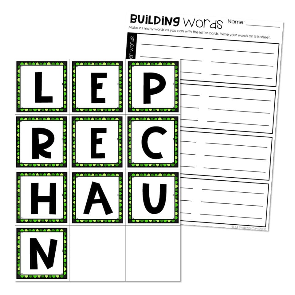 St Patrick's Day - Building Words - Lucky Little Learners