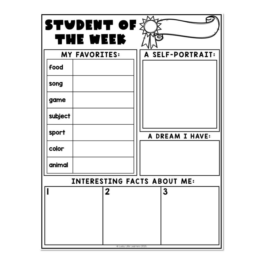 Student of the Week - Poster - Lucky Little Learners