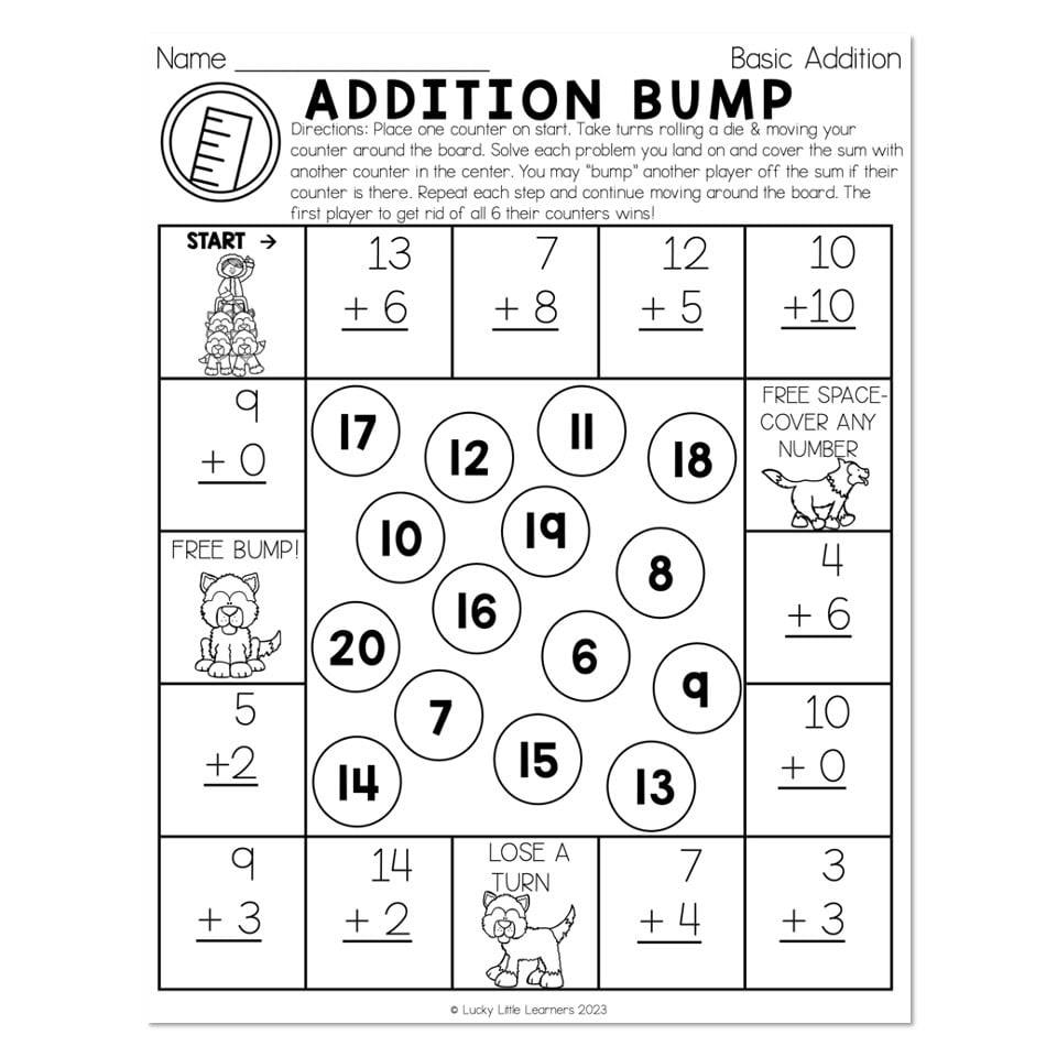 Sub Plans - Middle of Year - Basic Addition - Addition Bump - Lucky ...