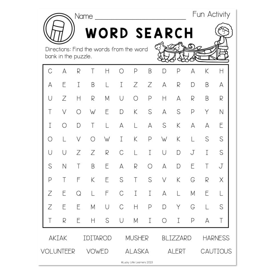 Sub Plans - Middle of Year - Fun Activities - Word Search - Lucky ...
