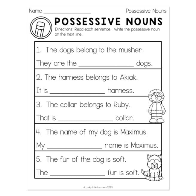 Sub Plans - Middle of Year - Possessive Nouns - Possessive Nouns ...