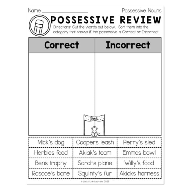 Sub Plans - Middle of Year - Possessive Nouns - Possessive Review ...