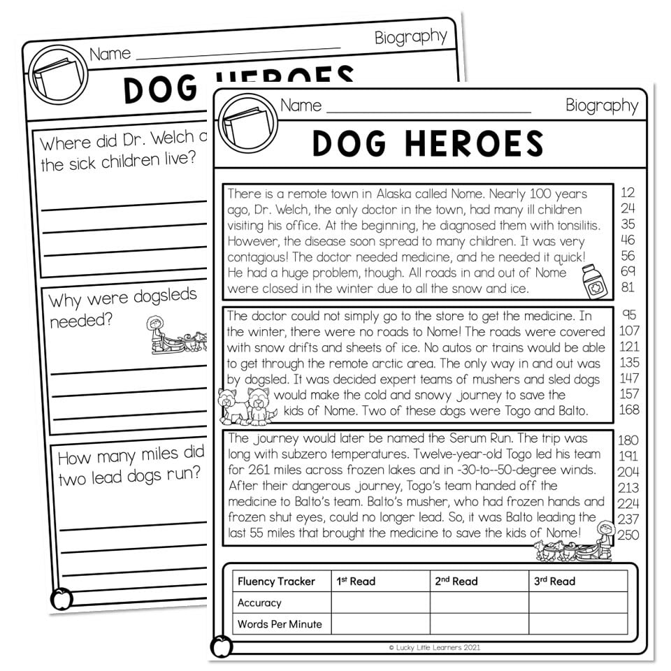 Sub Plans - Middle of Year - Reading Passages - Dog Heroes - Above ...