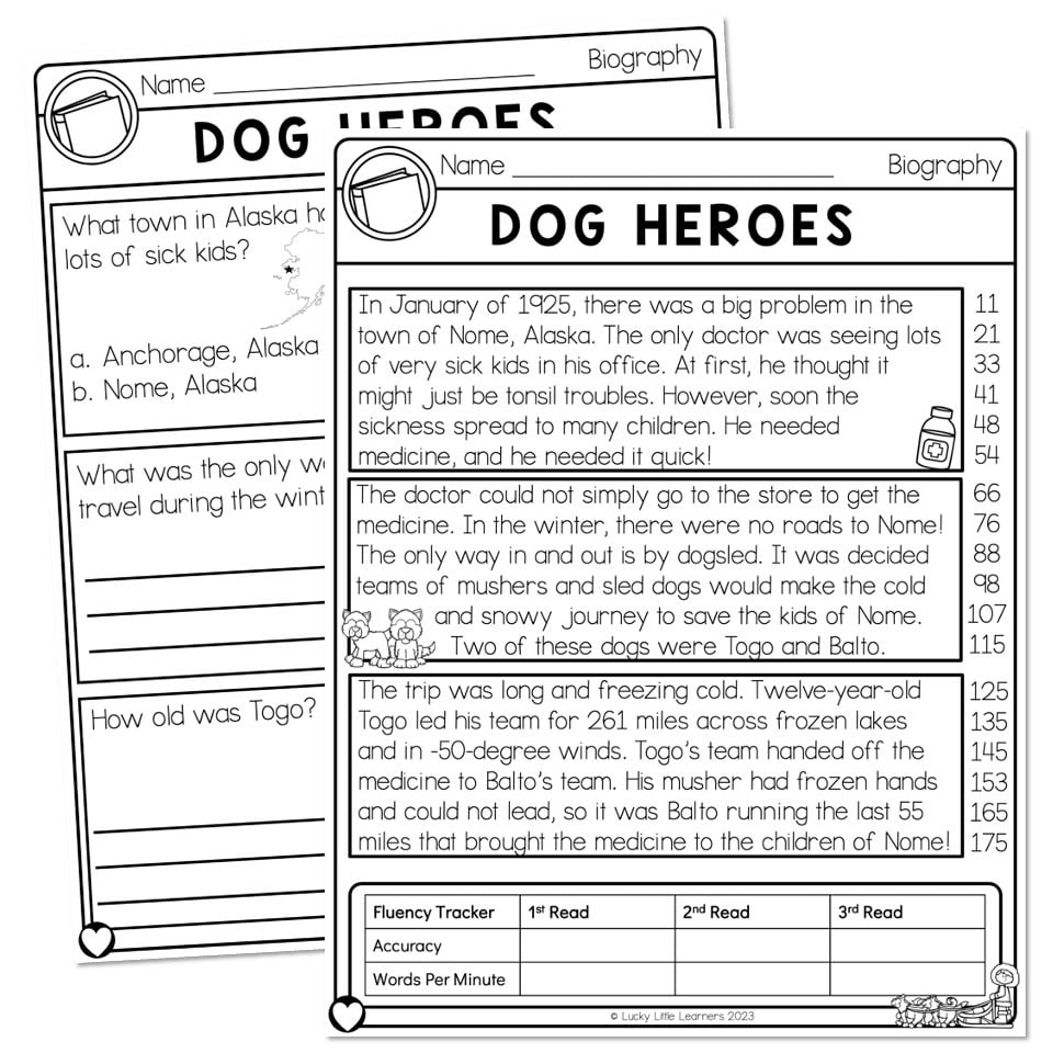 Sub Plans - Middle of Year - Reading Passages - Dog Heroes - On level ...