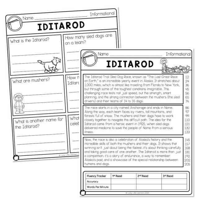 Sub Plans - Middle of Year - Reading Passages - Iditarod Alaskan Sled ...