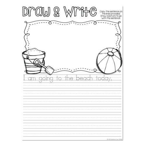 Summer Practice Packet - Draw and Write Pages - Lucky Little Learners